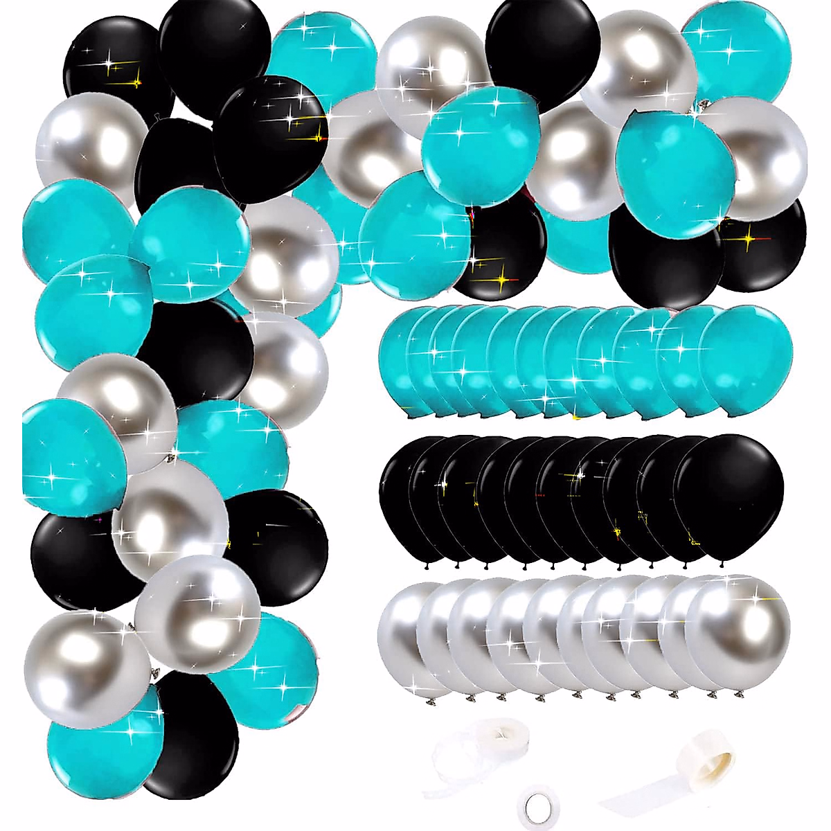Teal Graduation Decorations 2024/Turquoise Black Graduation Party Decorations Teal Turquoise Black Balloons 45pcs/Teal Birthday Party Decorations for Women Teal Black Bridal Shower/Wedding