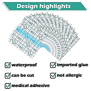 150 Pieces Stretch Adhesive Bandages Transparent Film Dressing Bandages Waterproof Adhesive Bandages (3.1 x 3.1 Inch)