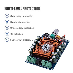 Digital Audio Amplifier Board, 4 Channels 4 x 50W Large Power HiFi Amplifier Board - IC Smart Cooling Digital Amplifier Board