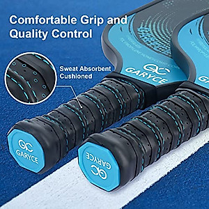 GARYCE Pickleball Paddles Set of 2, Pickleball Paddle with Fiberglass Face and Polypropylene Honeycomb Core, Pickleball Set of 4 Balls and 1 Pickleball Bag for Beginners to Professional