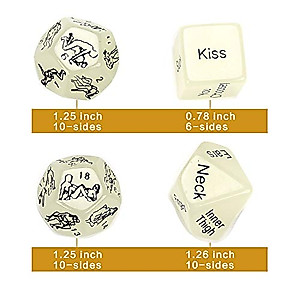 Funny Romantic Party Luminous Dice Game Set of 4,Novelty Gift for Warm up Honeymoon bacherette Party,Bridal Shower, Groom Roast,Newlyweds, Wedding, Anniversary, Marriage (Luminous Black Dice)
