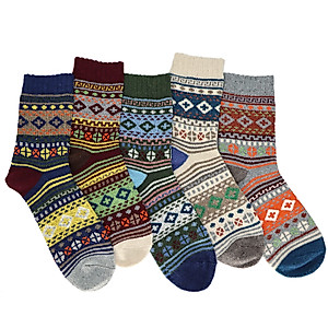 YZKKE 5Pairs Men Wool Socks Thick Thermal Hiking Winter Warm Boot Heavy Soft Cozy Socks for Cold Weather (Mul-1)