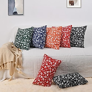 Snycler Spring Flower Pillow Covers 12x20 Set of 2 Rustic Cute Small Floral Black Cream Decorative Throw Pillows Outdoor Pillowcase Farmhouse Velvet Cushion Case Decor for Home Sofa Couch Bed