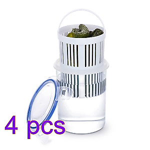 BestAlice 4 Pack Pickle Jar with Strainer Insert, Transparent Pickle Storage Container with Leaks-Proof and Lock It Lid, Pickle Holder Keeper Lifter, Barrel of Olive Jalapeno, Food Storage Container