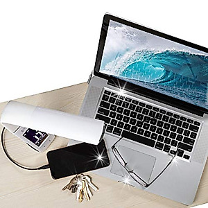 OttLite Thrive LED Sanitizing Desk Lamp with Clock and USB Charging - Eliminates up to 99.9% of Bacteria, Touch Activated, Flexible Neck, Modern Light for Reading, Crafting & Office Desktop