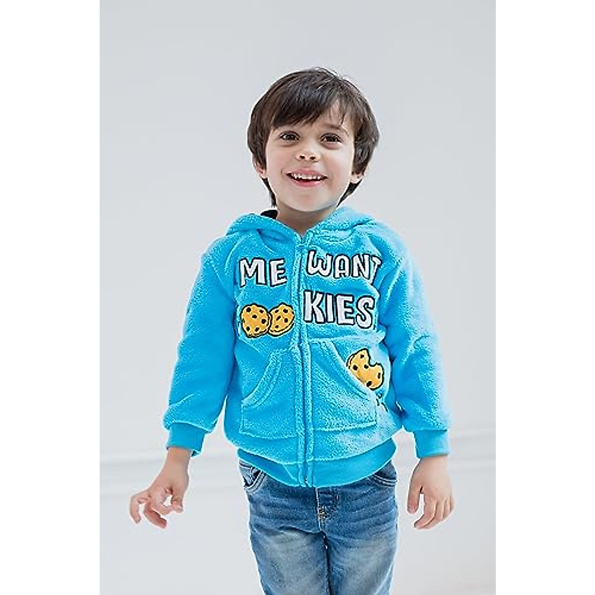 Sesame Street Cookie Monster Toddler Boys Zip-Up Hoodie Blue 3T