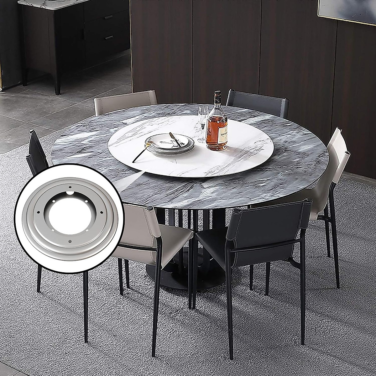 RHBLME 2 Pack 9 Inch Lazy Susan Hardware, 360° Rotating Bearing Plate 5/16" Thick, 750lbs Heavy Duty Lazy Susan Turntable Swivel Base for Rotating Table, Kitchen Cabinet, Serving Tray