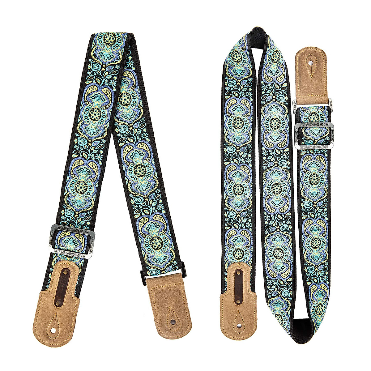 M33 Guitar Strap Vintage Woven Collection Strap Set For Acoustic, Bass and Electric Guitars Includes Strap Button + Locks +Picks. Awesome Christmas Gift for Men & Women Guitarists