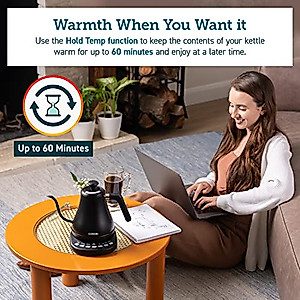 COSORI Electric Gooseneck Kettle Smart Bluetooth with Variable Temperature Control, Pour Over Coffee Kettle & Tea Kettle, 100% Stainless Steel Inner Lid & Bottom, Quick Heating, Matte Black