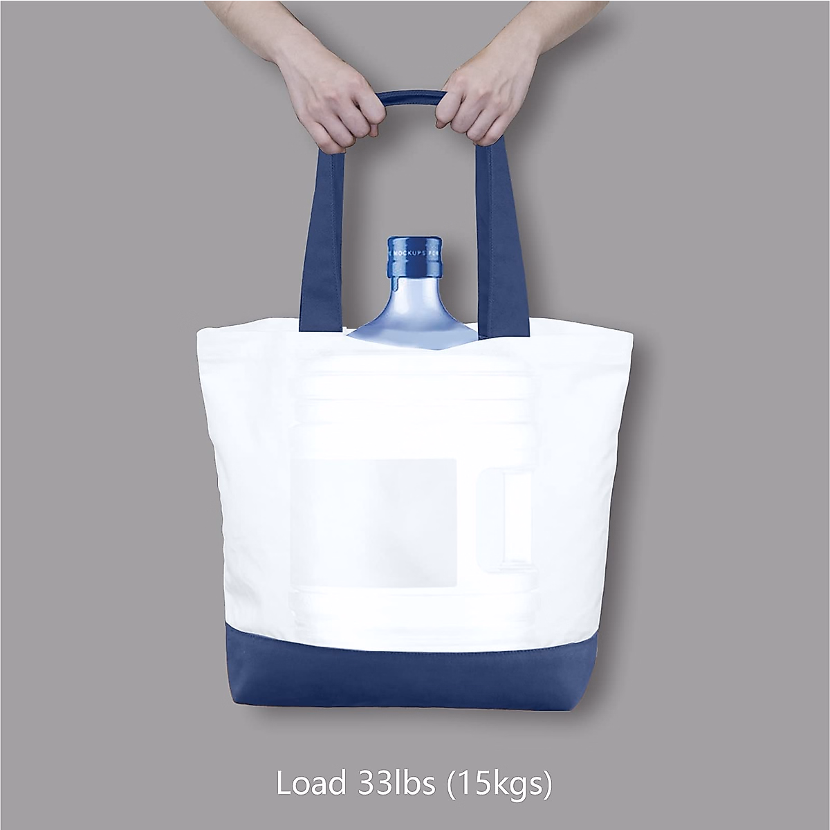 TOPDesign 1-Pack Super Strong Large 12oz Cotton Canvas Tote Bag, Reusable Grocery Shopping Cloth Bag, Fashionable Two-Tone Totes for Crafts, DIY Your Creative Designs