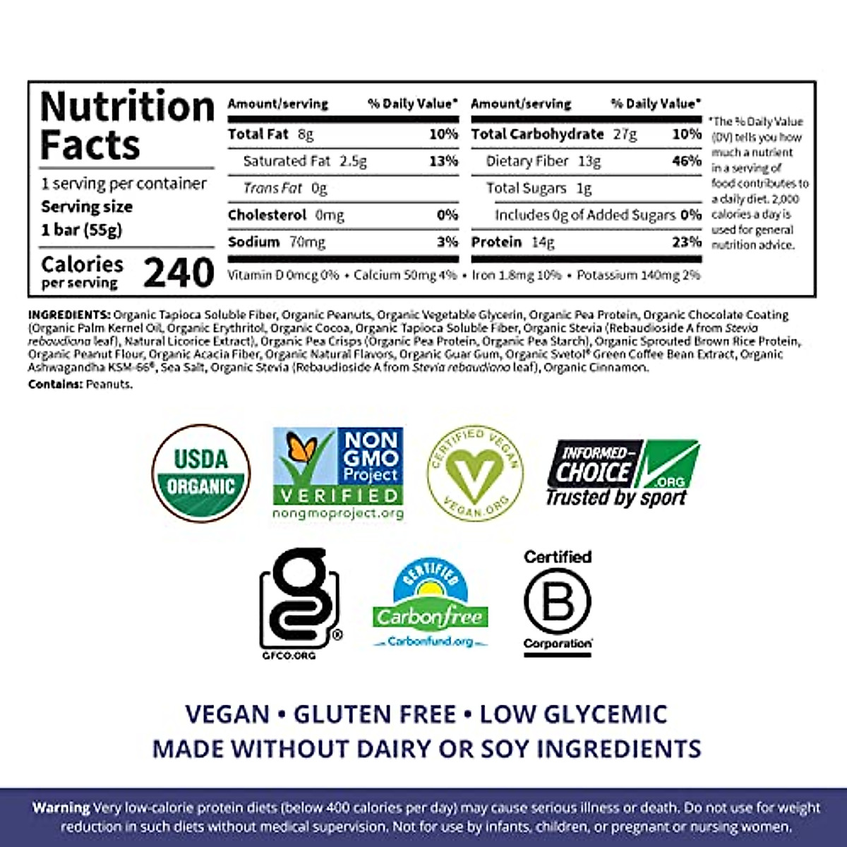 High Protein Bars for Weight Loss - Garden of Life Organic Fit Bar - Peanut Butter Chocolate (12 per carton) - Burn Fat, Satisfy Hunger and Fight Cravings, Low Sugar Plant Protein Bar with Fiber