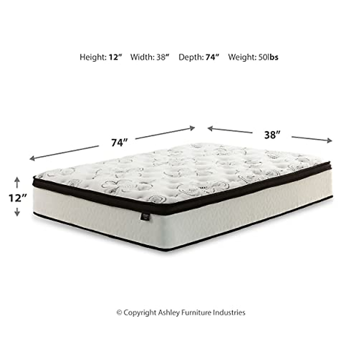 Signature Design by Ashley Twin Size Chime 12 Inch Medium Firm Hybrid Mattress with Cooling Gel Memory Foam