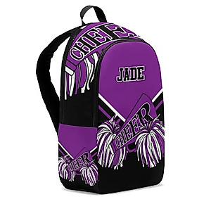 Cheer Purple Black Cheerleader Backpack Shoulder Bag Daypack for Travel Camping Gift 11.8''(L) x 5.51''(W) x 17.72''(H)