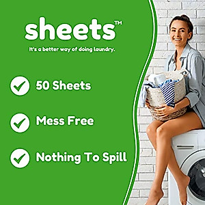 Sheets Laundry Club - As Seen on Shark Tank - Laundry Detergent - (Up to 100 Loads) 50 Laundry Sheets - Unscented - No Plastic Jug - New Liquid-Less Technology - Lightweight - Easy To Use -