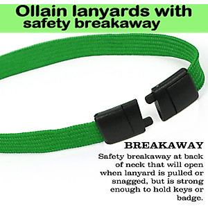 Safety Breakaway Lanyard with J-Hook Flat Lanyards for ID Badges Cruise Lanyard Bulk Preimum Lanyards for Women/Men Business Card NameTag Holder Lanyards Employee Students (Green, Breakaway 100 Pack)