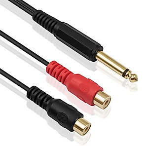 Poyiccot RCA to 1/4 inch Adapter, RCA Female to 6.35mm TS Mono Male Converter, RCA Y Splitter Adapter Audio Cable, RCA to 1/4" Audio Adapter for Mixer, Amp, Subwoofer, 20cm / 7.8inch