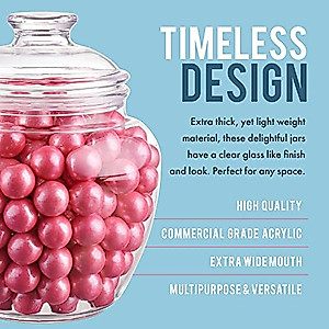 Candy & Cookie Apothecary Jars with Lids 148oz and 128oz Set of 2 - Acrylic Storage Containers - Cute Decorative Candy Jars with Lids - Candy Containers for Cookies, Candies, Sugar, Tea, Coffee, Herbs, Spices – Plastic Clear Jars with Lids- By The Candery