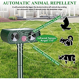 Gebatule 2 Pack Solar Animal Repeller Ultrasonic Animal Cat Repellent Outdoor Deer Repellent Devices with Motion Sensor Animal Deterrent to Repel Cat Deer Squirrel Rabbit Dog Skunk for Yard Lawn