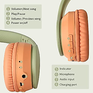 esonstyle Bluetooth Headphones Over Ear Foldable Wireless and Wired Stereo Headset with Mic Soft Earmuffs Light Weight for Phone TV PC Online Class Home Office (Olive Green)