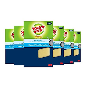 Scotch-Brite Dobie Pads, Dobie Sponge for All Purpose Cleaning of Kitchen, Bathroom, and Household, Non Scratch Dobie Cleaning Pads Safe for Non-Stick Cookware, 12 Dobie Pads