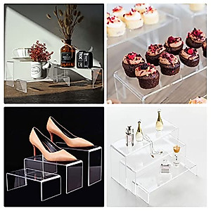 ANDGOO 2 Sets Large Acrylic Risers, Clear Rectangular Showcase Collectibles Display Shelf, Retail Desktop Display Stand for Organize and Decoration