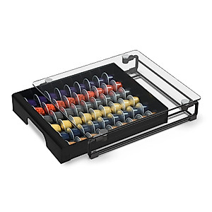 EVERIE Tempered Glass Holder Drawer Compatible with 54 Nespresso Originalline Capsules, Not Compatible with Vertuoline Pods