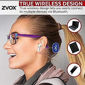 ZVOX True Wireless Earbuds with AccuVoice Technology - Voice-Clarifying, Noise-Canceling Bluetooth Wireless Headphones, AV30 Connect to Multiple Devices, Earbuds Wireless Bluetooth - White