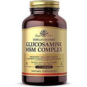 Solgar Glucosamine MSM Complex, 120 Tablets - Promotes Healthy Joints - Supports Range of Motion & Flexibility - Supports Collagen - Shellfish-Free - Gluten Free, Dairy Free, Kosher - 40 Servings