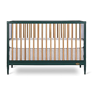 Dream On Me Clover 4-in-1 Modern Island Crib with Rounded Spindles in Olive, Convertible Crib, Mid-Century Meets Modern, Coordinates with The Clover Changing Counter
