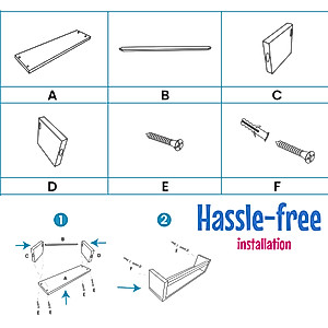 NEC GLOBAL UNLIMITED Set of 6 Wall Mounted Nursery Bookshelves for Kids Room - Small Wooden Bookshelf for Storage and Display of Baby, Teen, Boys and Girls Bedroom, Bathroom, and Décor