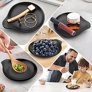 VanlonPro Ceramic Spoon Rest, 5 Inch Spoon Holder for Stove Top, Kitchen Counter, Utensils, Ladle, Coffee Spoons, Cooking spoons, Spatula, Tongs, Heat-Resistant, Housewarming Gifts, Matte Black