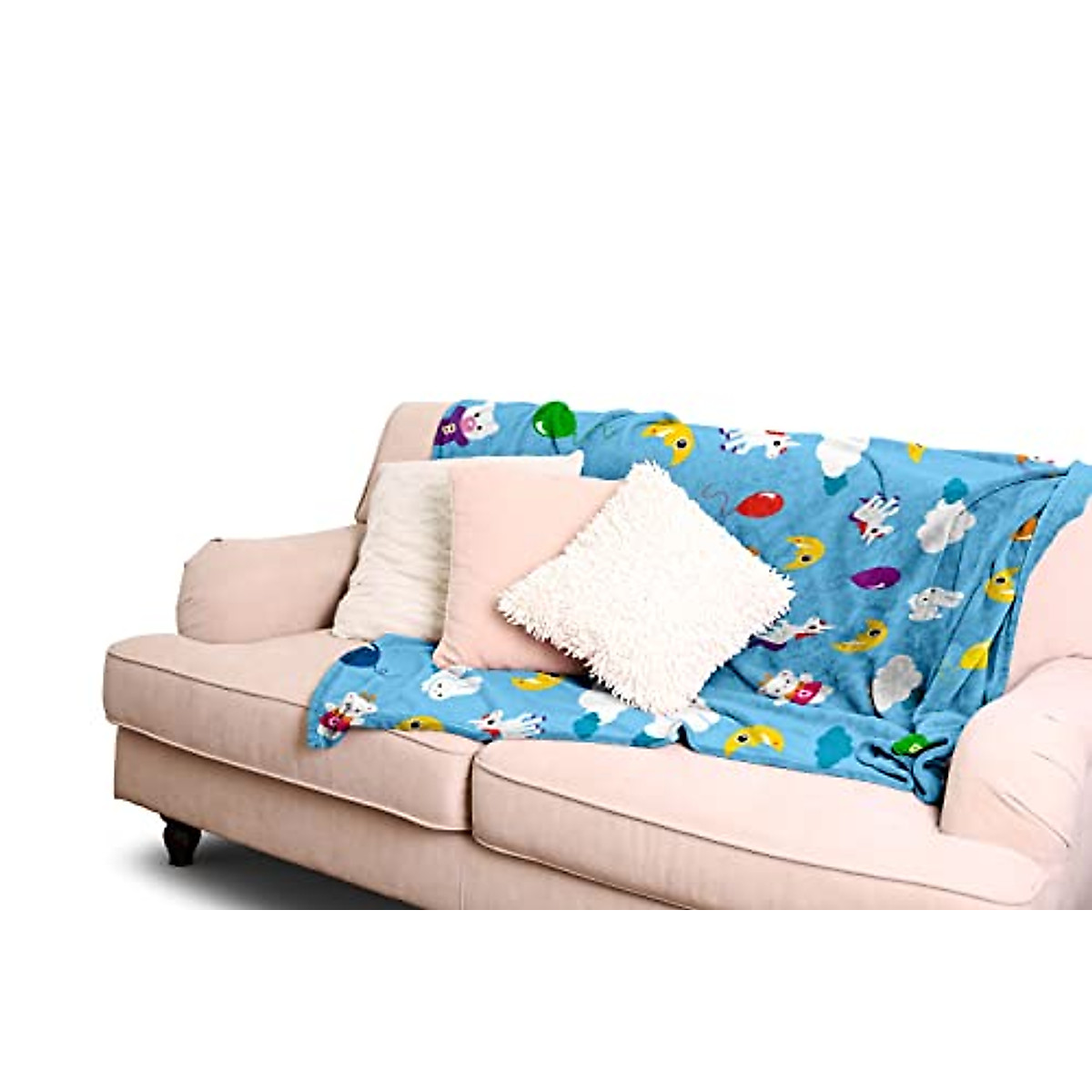 Bambino Velvet Dreams Blankie - Ultra Soft Super Plush Fleece Throw Blanket (60"x50") Blue