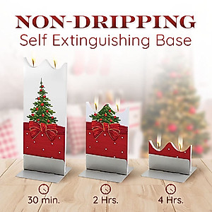 FLATYZ Handmade Christmas Candle - Green & White Tree | Unscented, Drip-Resistant & Smoke-Free 2 Wick Candle for Home & Room Decor | Hand Painted Flat Decorative Candles | Steel Stand Included