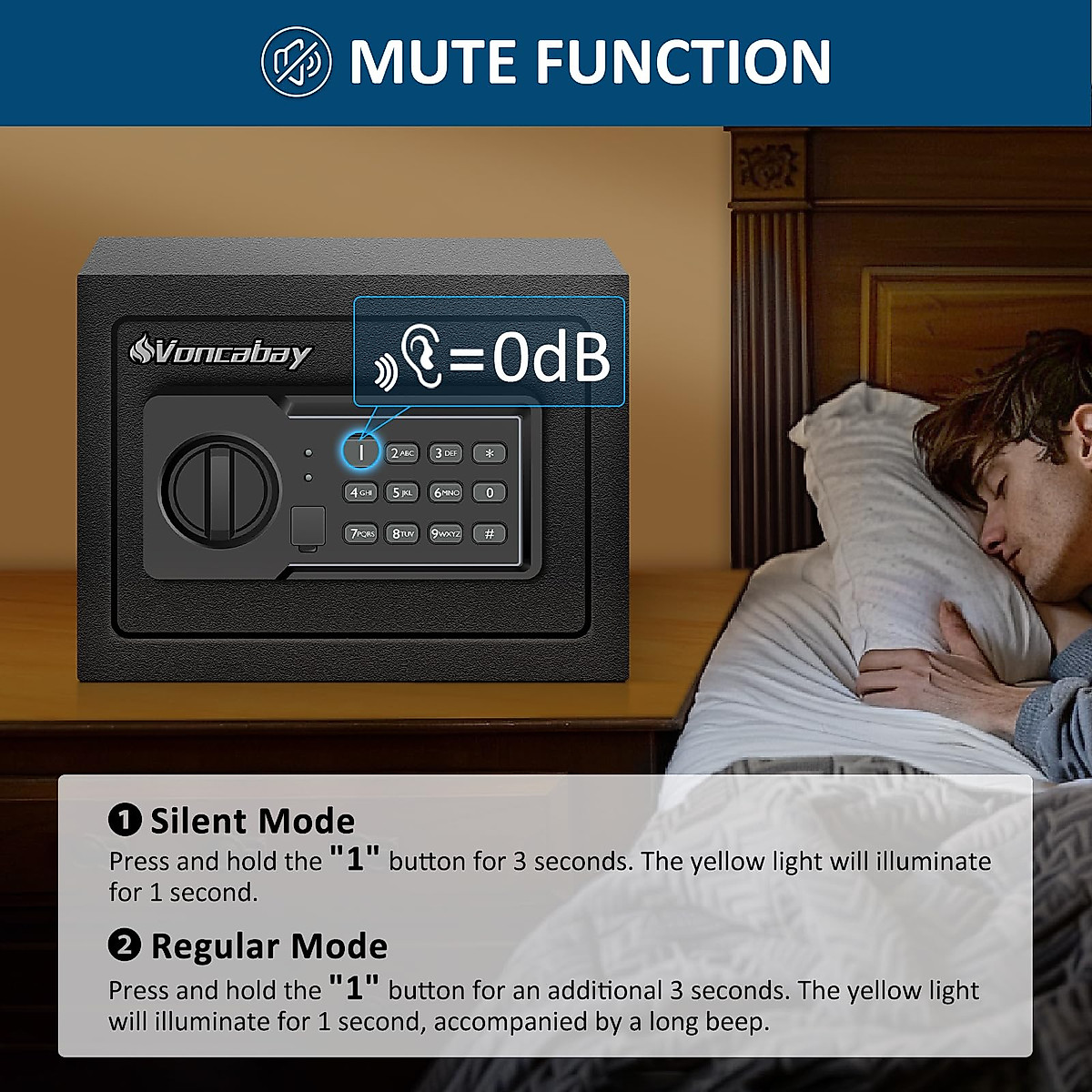 Voncabay Money Safe Box for Home with Sensor Light and Mute Function & Fireproof Security Safe Box for Money Safe with Emergency Power Outlet, Lock Box Fireproof Safe with Digital Keypad