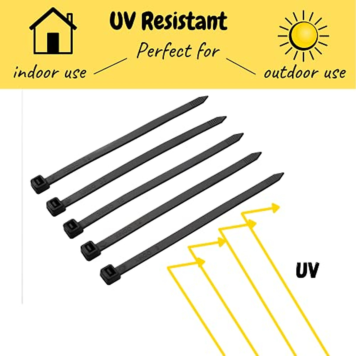 Bates- Cable Zip Ties, 200 Pack, 4 Inch, Zip Ties, Zipties, Cable Tie, Plastic Ties, Tie Wraps, Electrical Cable Ties, Plastic Zip Ties, Black Zip Tie, Plastic Straps, Wire Ties, Cord Ties