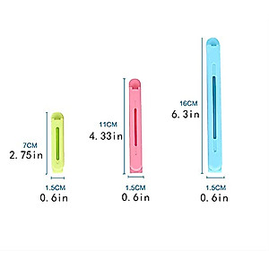 HLLMX 12 PCS Plastic Sealing Clip, Fresh-Keeping Clip, Packing Bag Clip, Sealing Clip, Food Bag Clip, Storage Clip, Suitable for Kitchen Travel, Etc 2.75/4.33/6.3inch