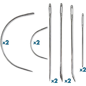 Heavy Duty Hand Sewing Needles Set - 12 Needles for Upholstery, Leather, Carpet Canvas Repair