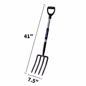 Mujocooker 4-Tine Spading Digging Fork, Garden Digging Spading Fork Forged Steel with D-Grip Handle 41“