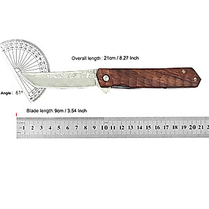 allvin R8406 Damascus Flipper Knife VG10 Damascus Steel Tanto Point Blade Rosewood with Steel Sheet Handle Outdoor Fishing EDC Pocket Knives