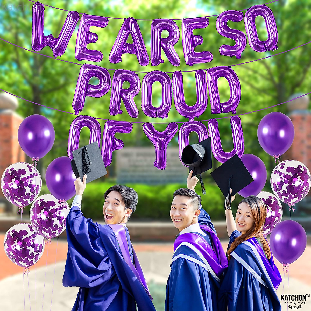 Katchon, We Are So Proud of You Balloons - 16 Inch, Pack of 27 | Congratulations Balloons, Rose Gold Graduation Decorations Class of 2024 | Graduation Foil Balloons, Graduation Balloons Class of 2024