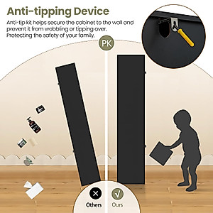 Iwell Tall Storage Cabinet with Adjustable Shelf, Bathroom Cabinet with 2 Drawers, Linen Cabinet for Living Room, Black