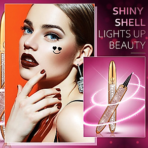 8 Pieces Self-adhesive Eyeliner 2 in 1 Eye Liner Pen Diamond Liquid Eyeliner No Glue No Magnetic Eyeliner Waterproof Long Lasting for Women Girls Eye Makeup False Eyelashes Sticking (Stylish Style)