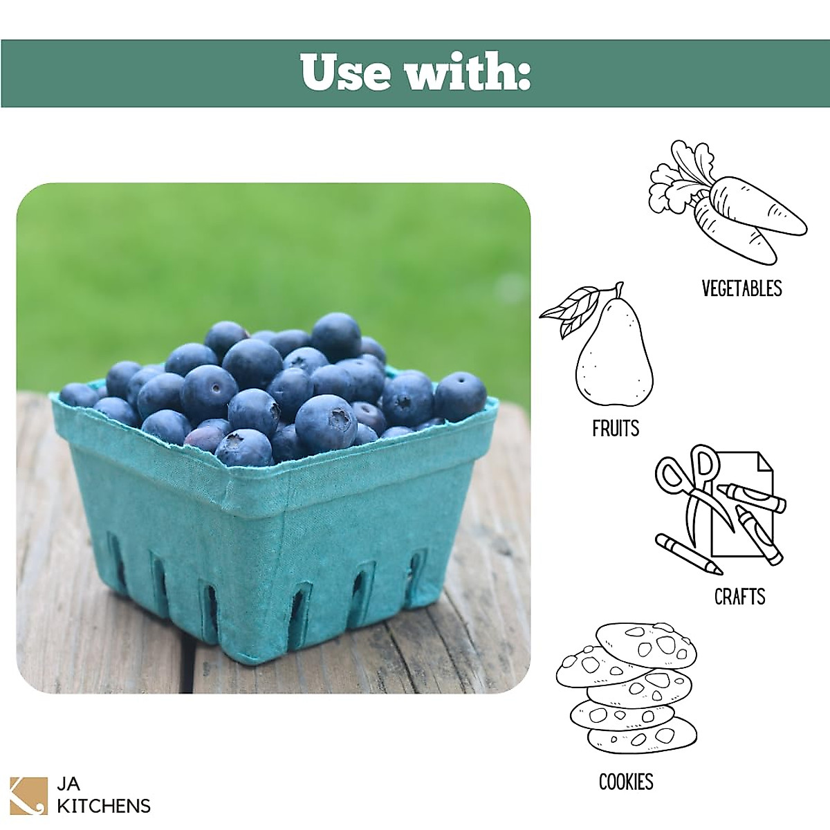 Kitchens Green Molded Pulp Fiber Berry / Produce Vented 1 Pint Basket 40 Pieces