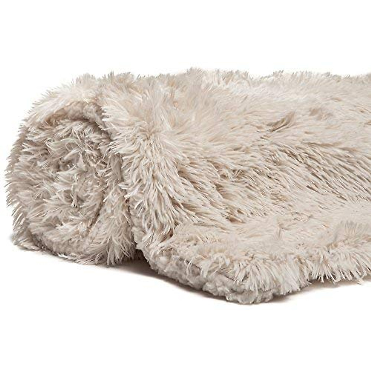 Chanasya Fuzzy Shaggy Faux Fur Throw Blanket and Pillow Cover 3-Piece Set - Lightweight Plush Sherpa Throw (50x65 Inches) and 2 Matching Throw Pillow Covers (18x18 Inches) for Bed Couch - Creme