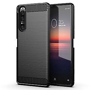KOARWVC Phone Case for Xperia 1 II Case, XQ-AT51, XQ-AT52 Case Carbon Fiber Shockproof Rugged Shield Anti-Scratch Soft TPU Back Cover Protective Cases for Sony Xperia 1 II (Black)