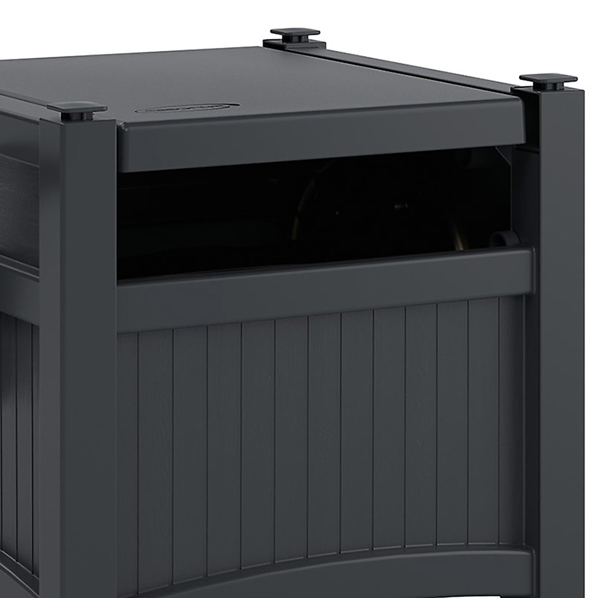 Suncast Hideaway 100 Foot Garden Hose Reel for 5/8 Inch Hoses with Stay Up Lid and Crank Handle for Outdoor Storage, Cyberspace, 2 Pack