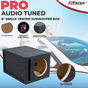 Bbox Single Hatchback Sealed 8 Inch Subwoofer Enclosure - Car Subwoofer Boxes & Enclosures - Premium Subwoofer Box Improves Audio Quality, Sound & Bass - Nickel Finish Subwoofer Terminal - Black