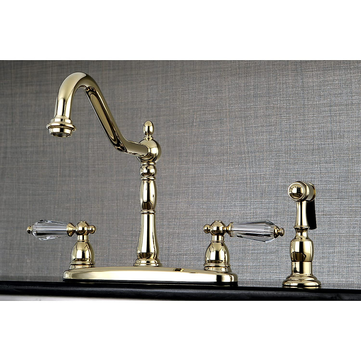 Kingston Brass KB1755WLLBS 8" Centerset Kitchen Faucet with Brass Sprayer, 8-5/8" in Spout Reach, Oil Rubbed Bronze