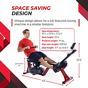 Stamina X Water Rower - Rower Machine with Smart Workout App - Rower Workout Machine with Dynamic Water Resistance - Rowing Machine for Home Gym - Up to 300 lbs Weight Capacity