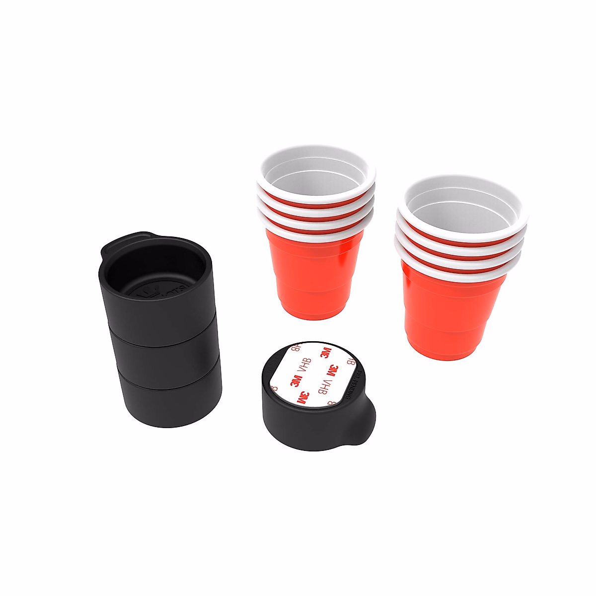 Big Shots Shooter Ski Kit, Peel-and-Stick Adhesive Mounts, No Tools Required, Fits All Standard Size Shot Glasses, 4 Mounts (Bombdiggity Black)